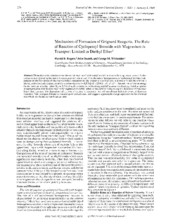 (PDF) Mechanism of formation of Grignard reagents. The rate of reaction ...