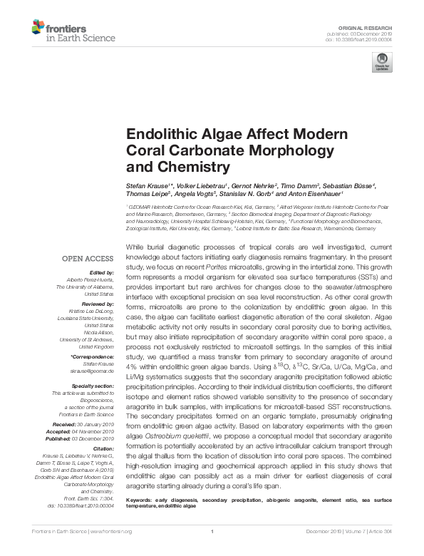 (PDF) Endolithic Algae Affect Modern Coral Carbonate Morphology and ...