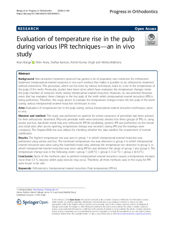 (PDF) Evaluation of temperature rise in the pulp during various IPR ...