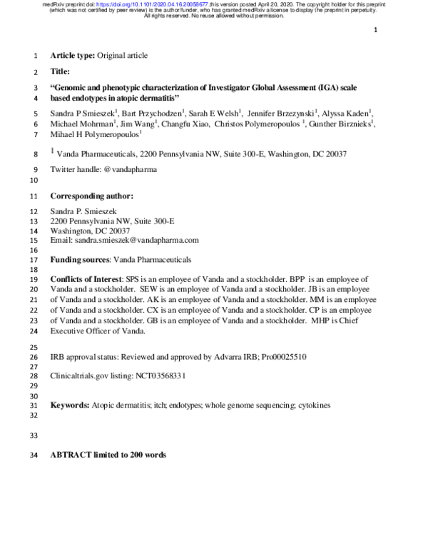 (PDF) Genomic and phenotypic characterization of endotypes in atopic ...
