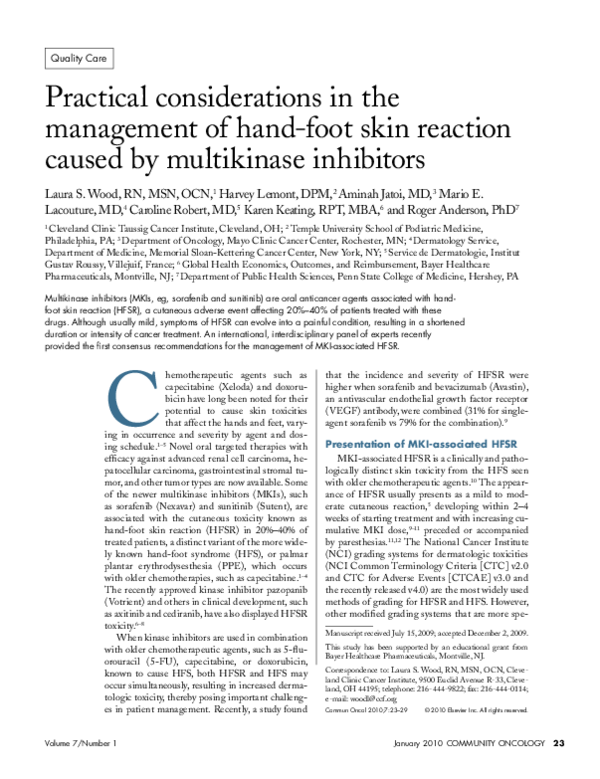 (PDF) Practical considerations in the management of hand-foot skin ...