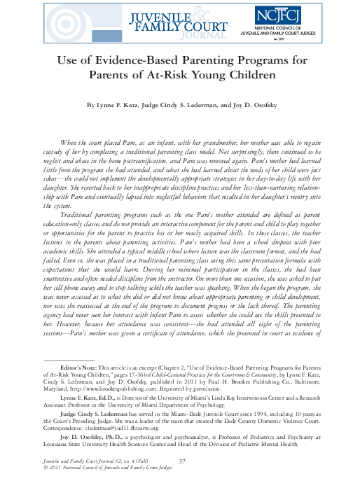 (PDF) Use of Evidence-Based Parenting Programs for Parents of At-Risk ...