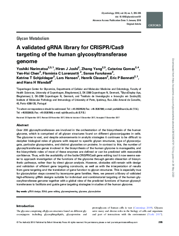 (PDF) A validated gRNA library for CRISPR/Cas9 targeting of the human ...