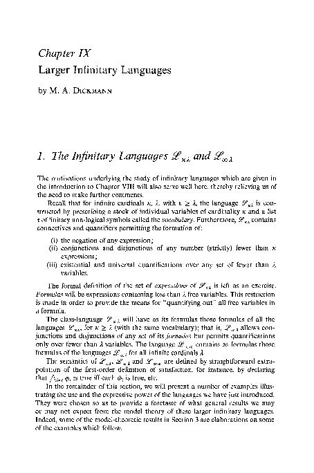 (PDF) Chapter IX: Larger Infinitary Languages