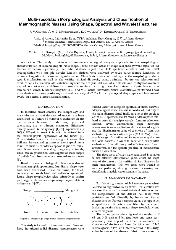 (PDF) Multi-resolution morphological analysis and classification of mammographic masses using ...