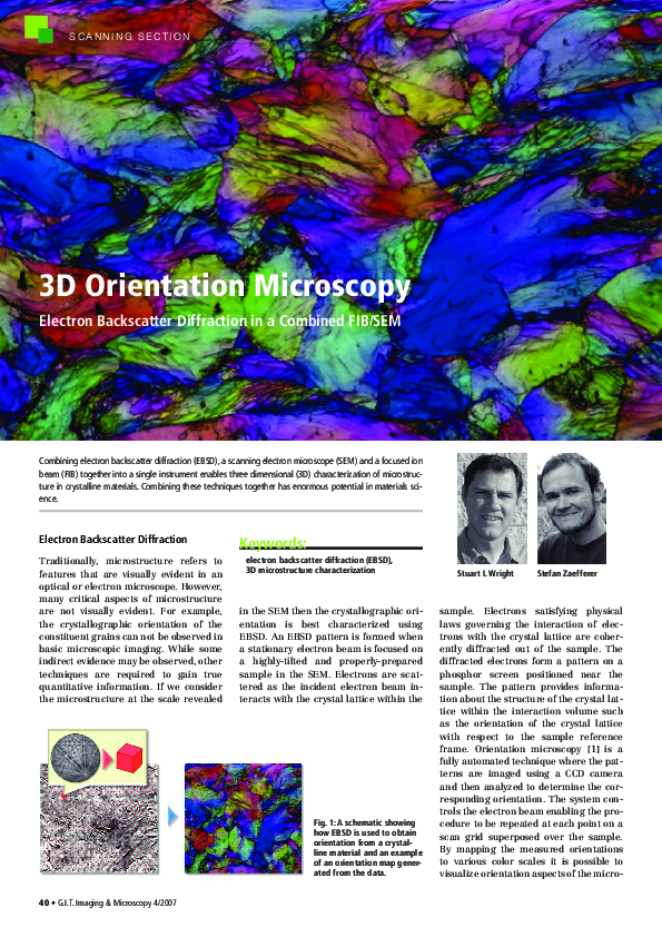(PDF) 3D Orientation Microscopy: Electron Backscatter Diffraction in a Combined FIB/SEM