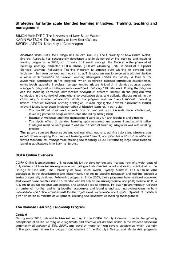 (PDF) Strategies for large scale blended learning initiatives: Training ...