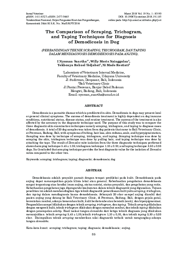 (PDF) The Comparison of Scraping, Trichogram, and Taping Techniques for ...