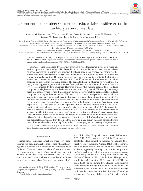 (PDF) Dependent double‐observer method reduces false positive errors in ...