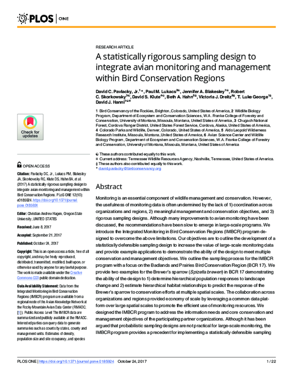 (PDF) A statistically rigorous sampling design to integrate avian ...