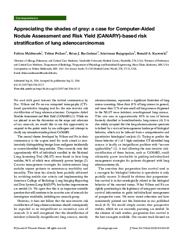 (PDF) Appreciating the shades of gray: a case for Computer-Aided Nodule ...