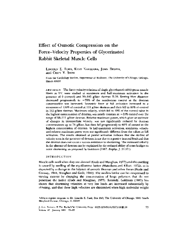 (PDF) Effect of osmotic compression on the force-velocity properties of ...