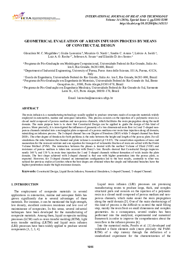 (PDF) Constructal Design for Optimizing Resin Infusion Geometry