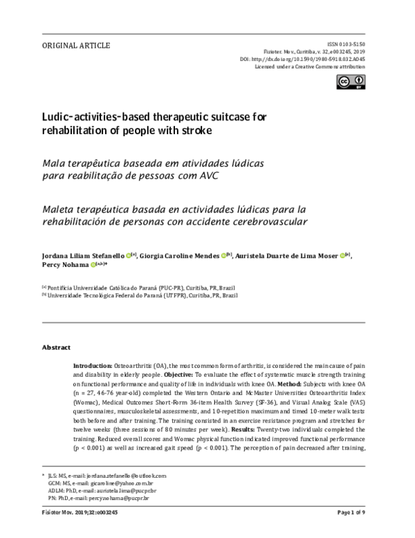 (PDF) Ludic-activities-based therapeutic suitcase for rehabilitation of people with stroke