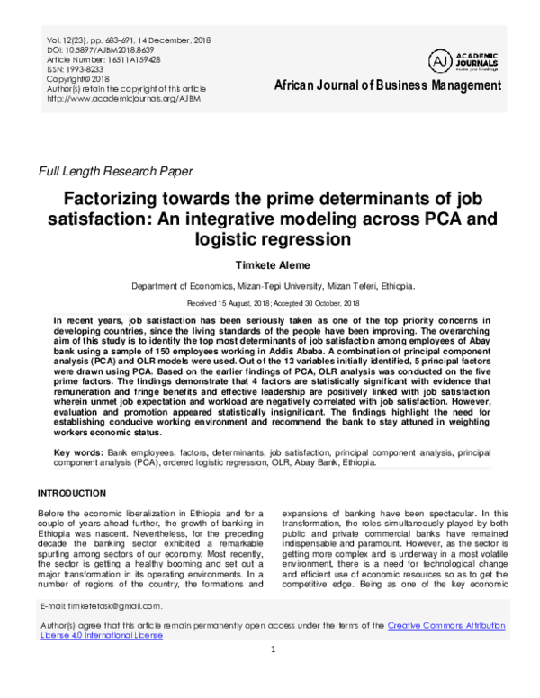 (PDF) Factorizing towards the prime determinants of job satisfaction: An integrative modeling ...