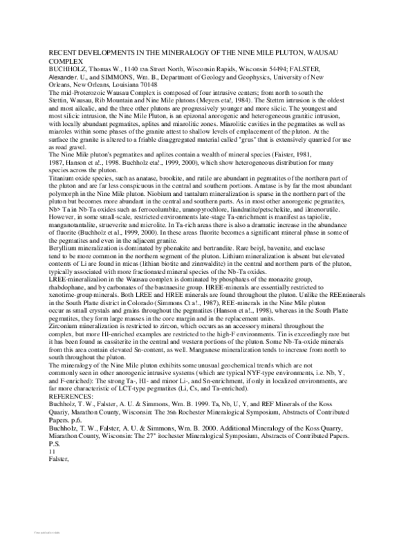 (PDF) Recent developments in the mineralogy of the Nine Mile Pluton ...