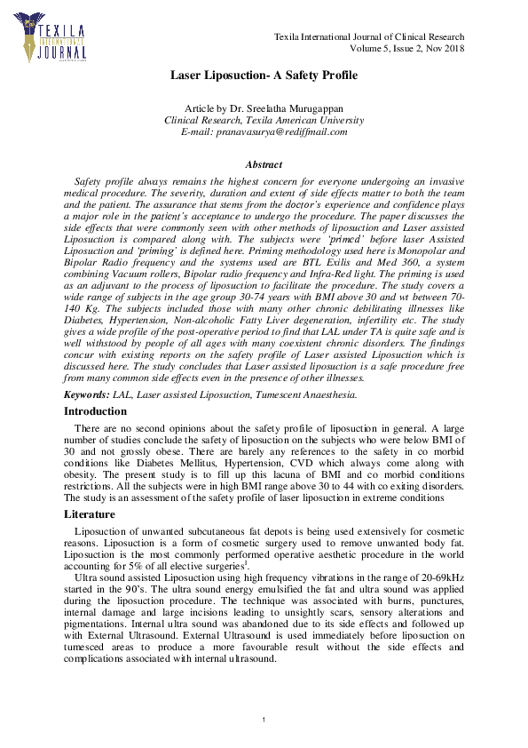 (PDF) Laser Liposuction- A Safety Profile