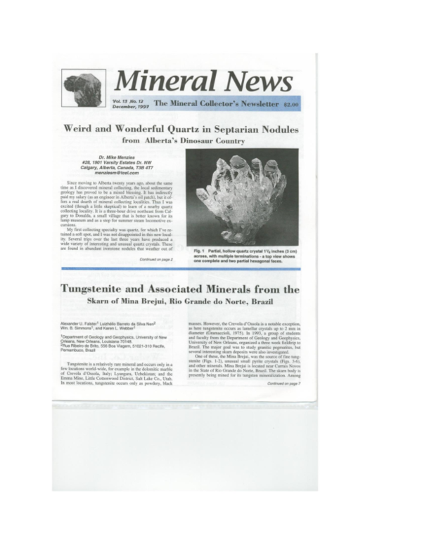 (PDF) Tungstenite and Associated Minerals from the Skarn of Mina Brejui ...