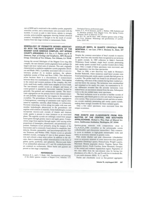 (PDF) Mineralogy of Pegmatite Bodies Associated with the Rare-element ...