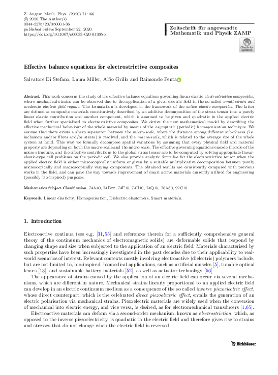 (PDF) Effective balance equations for electrostrictive composites