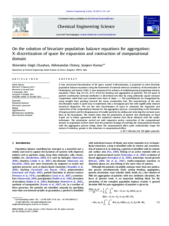 (PDF) On the solution of bivariate population balance equations for aggregation: X ...