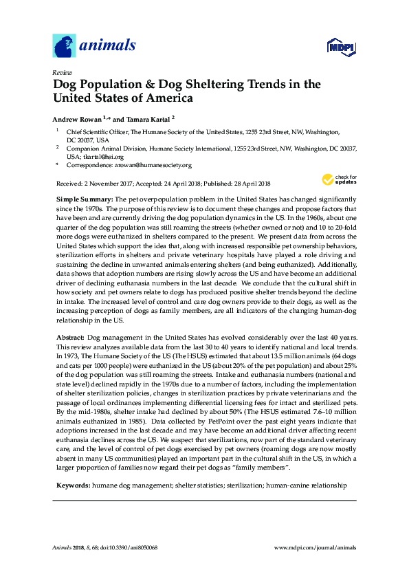 (PDF) Dog Population & Dog Sheltering Trends in the United States of ...