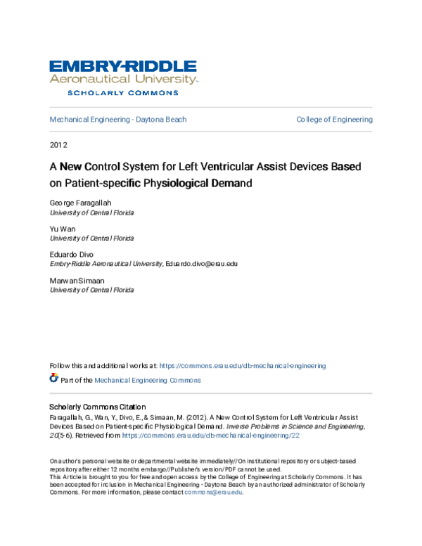 (PDF) A new control system for left ventricular assist devices based on ...