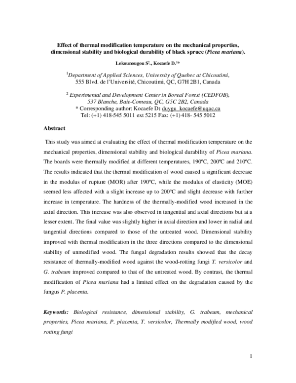 (PDF) Effect of thermal modification temperature on the mechanical ...