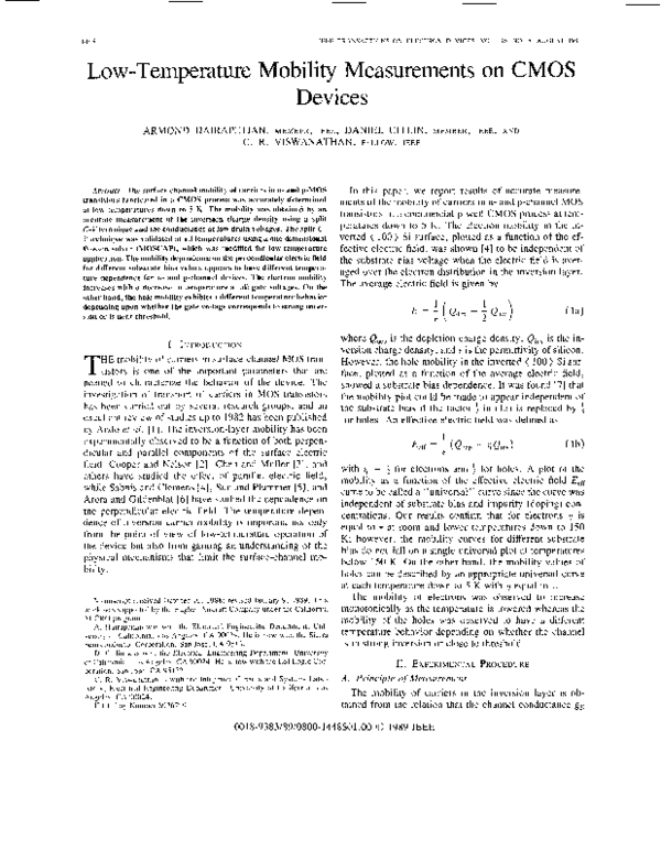 (PDF) Low-temperature mobility measurements on CMOS devices