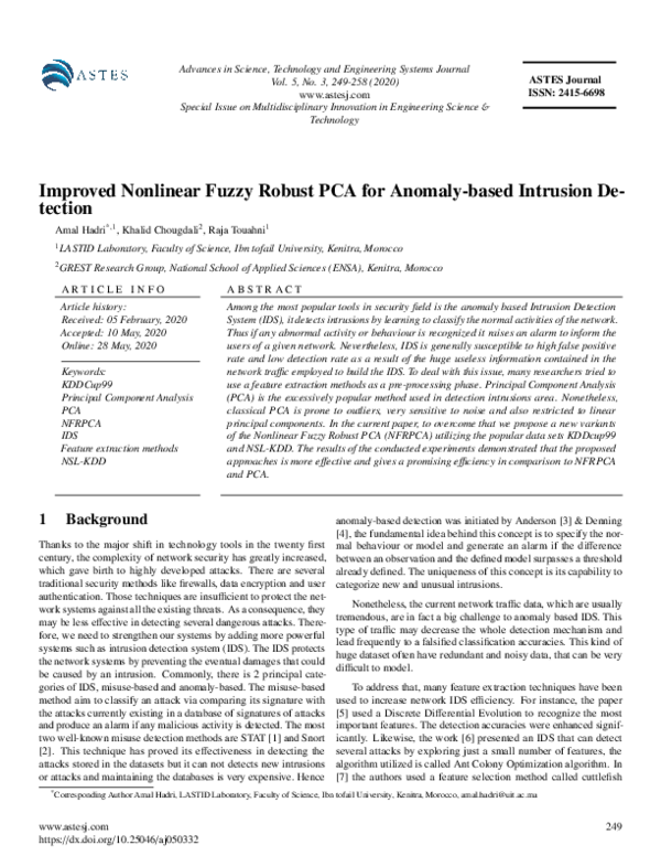 Pdf Improved Nonlinear Fuzzy Robust Pca For Anomaly Based Intrusion