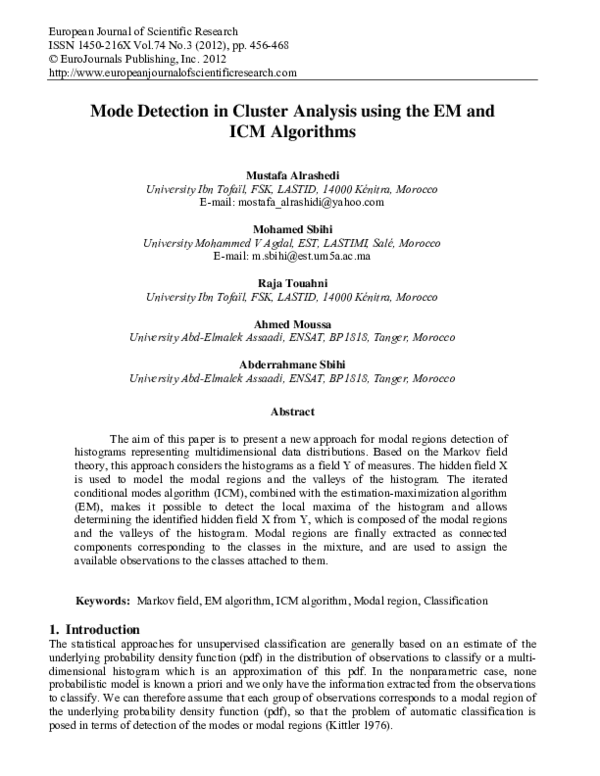 (PDF) Mode Detection in Cluster Analysis using the EM and ICM Algorithms