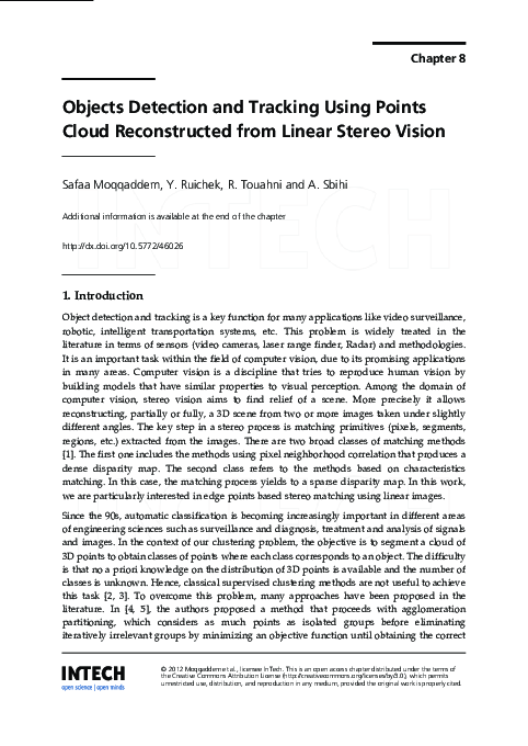 (PDF) Objects Detection and Tracking Using Points Cloud Reconstructed from Linear Stereo Vision ...