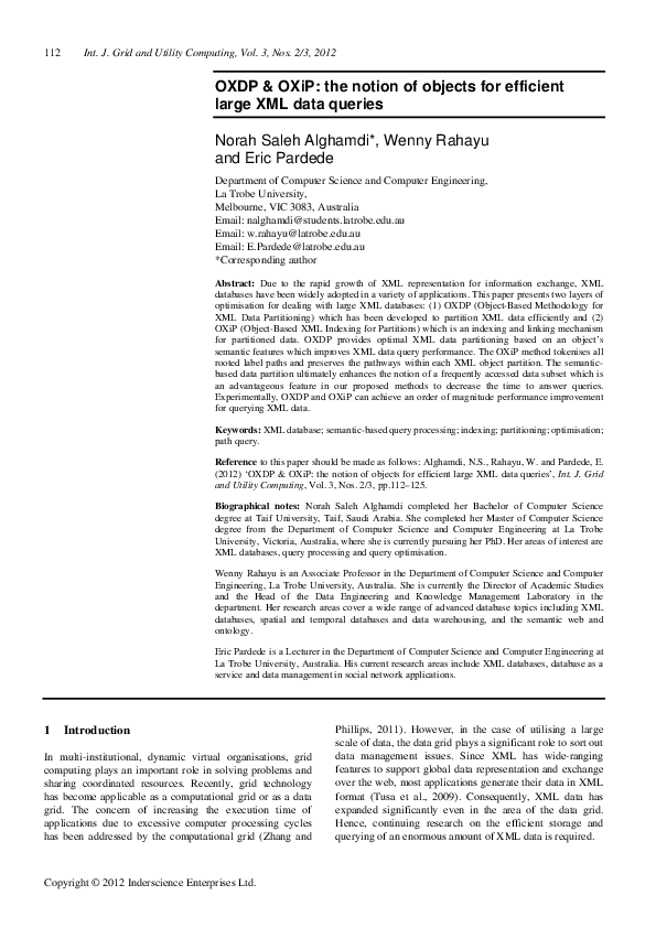 Pdf Oxdp And Oxip The Notion Of Objects For Efficient Large Xml Data 9963