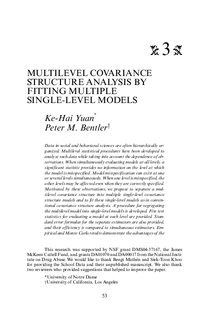 Pdf Multilevel Covariance Structure Analysis By Fitting Multiple Single‐level Models