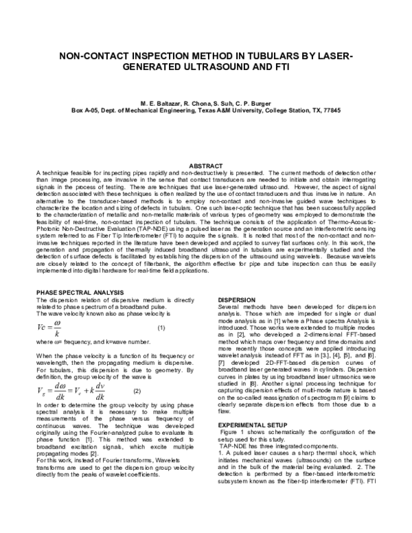 (PDF) Non-Contact Inspection Method in Tubulars by Laser- Generated ...