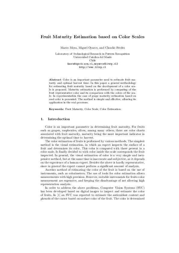 (PDF) Fruit Maturity Estimation based on Color Scales