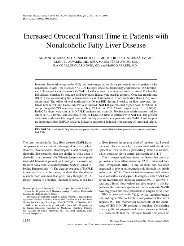 (PDF) Increased Orocecal Transit Time in Patients with Nonalcoholic ...