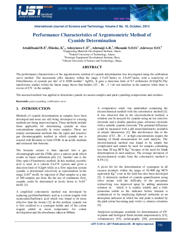 (PDF) Performance Characteristics of Argentometric Method of Cyanide ...