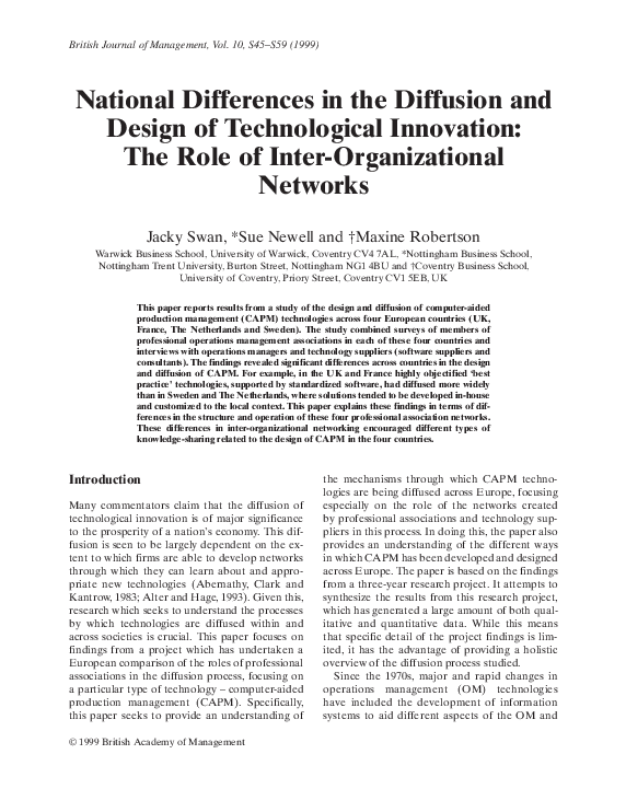 (PDF) National Differences in the Diffusion and Design of Technological ...