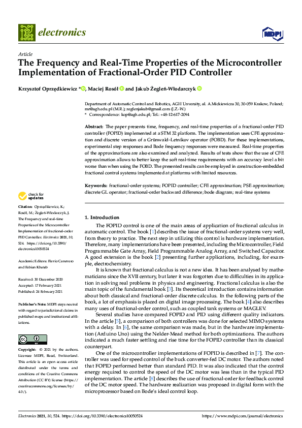 (PDF) The Frequency and Real-Time Properties of the Microcontroller Implementation of Fractional ...
