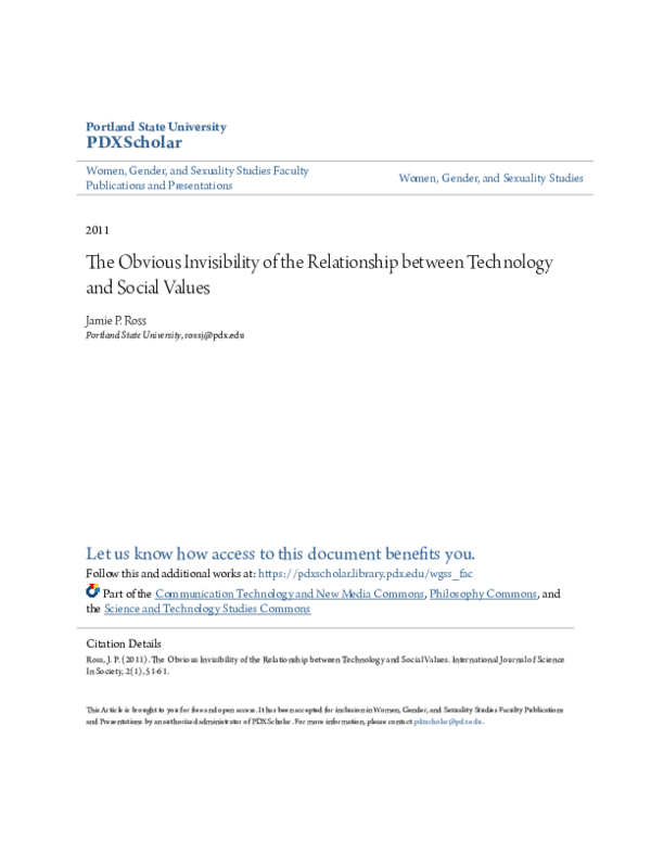 (PDF) The Obvious Invisibility of the Relationship between Technology ...