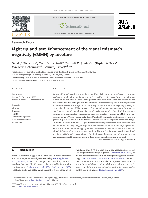 (PDF) Light up and see: Enhancement of the visual mismatch negativity ...