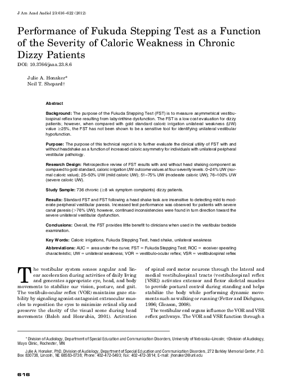 (PDF) Performance of Fukuda Stepping Test as a Function of the Severity ...