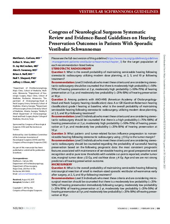 (PDF) Congress of Neurological Surgeons Systematic Review and Evidence ...