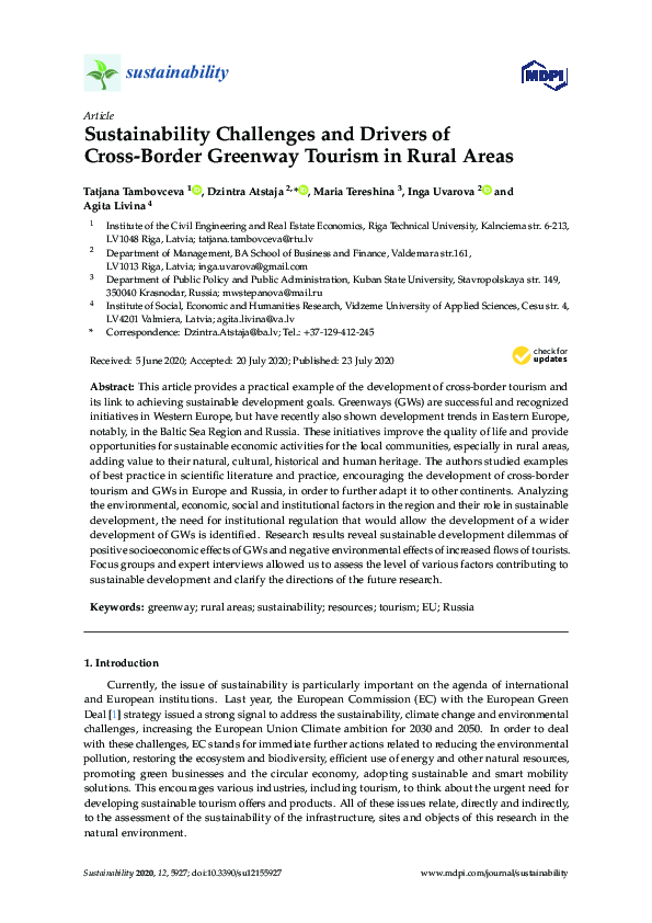 (PDF) Sustainability Challenges and Drivers of Cross-Border Greenway ...