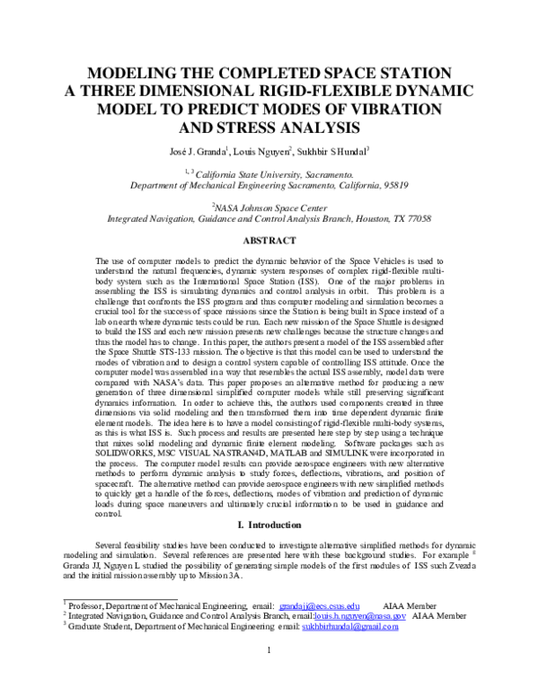 (PDF) Modeling the Completed Space Station a Three Dimensional Rigid ...