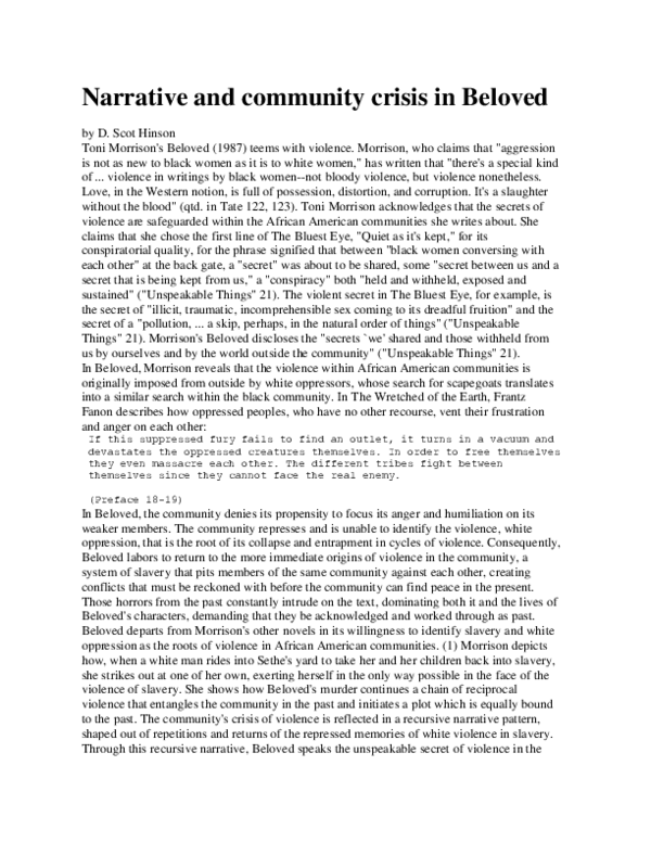 (PDF) Narrative and Community Crisis in Beloved