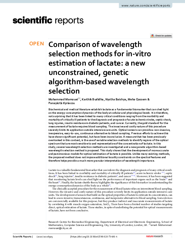 (PDF) Comparison of wavelength selection methods for in-vitro estimation of lactate: a new ...