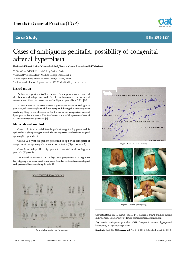 (PDF) Cases of ambiguous genitalia: possibility of congenital adrenal ...