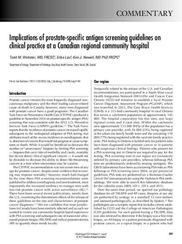 (PDF) Implications of prostate-specific antigen screening guidelines on ...